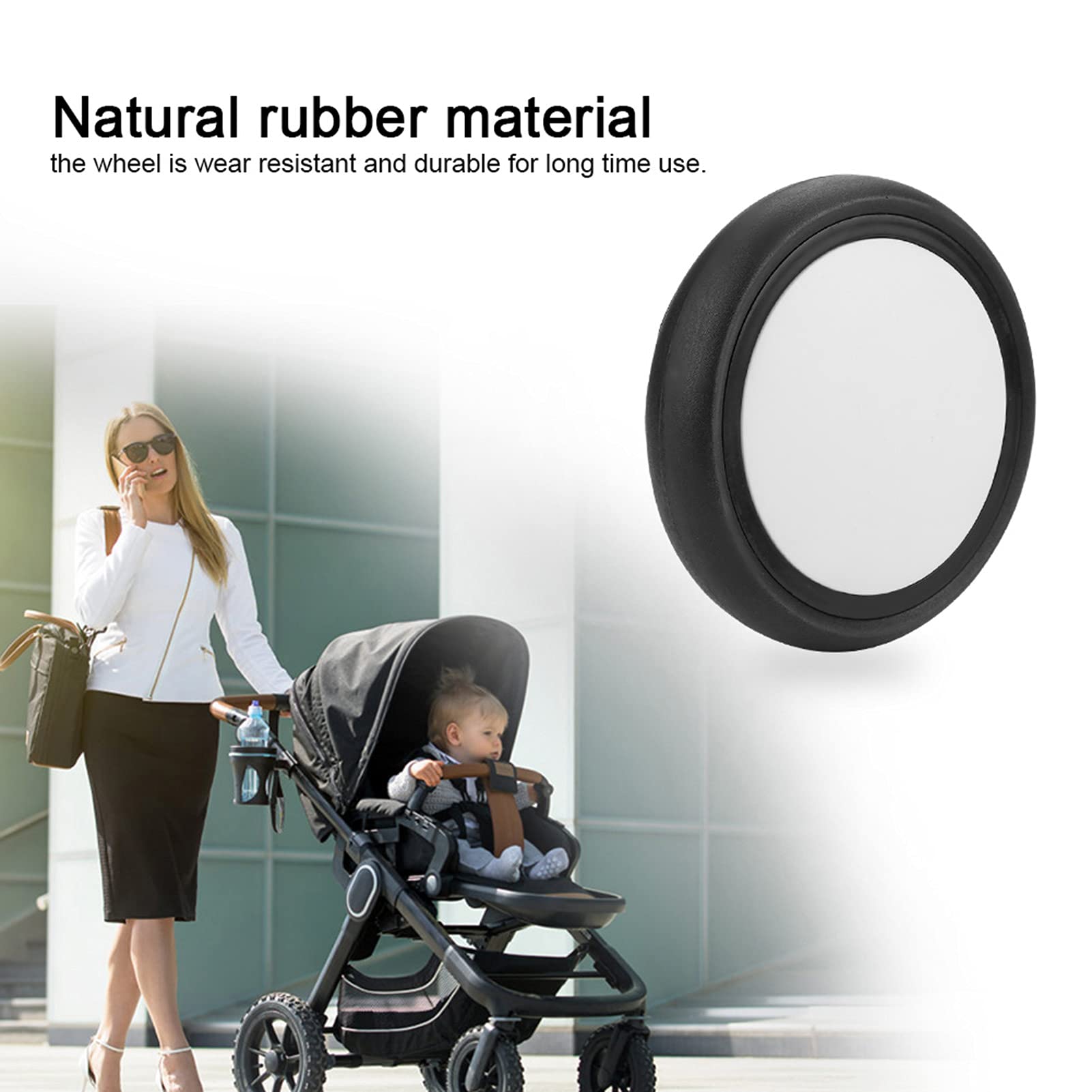 Stroller Wheel, Stroller Wheel Accessory Wheels Replacement for Yoya/Vovo Wheel Kids Carriage with Tools(A Pair of Rear Wheels)