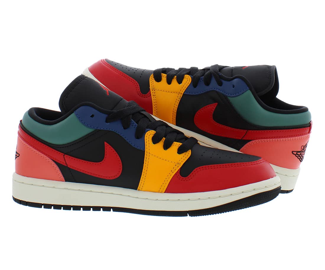 Nike Women's Air Jordan 1 Low UNC Basketball Shoe, Black/Fire Red-taxi, 7.5