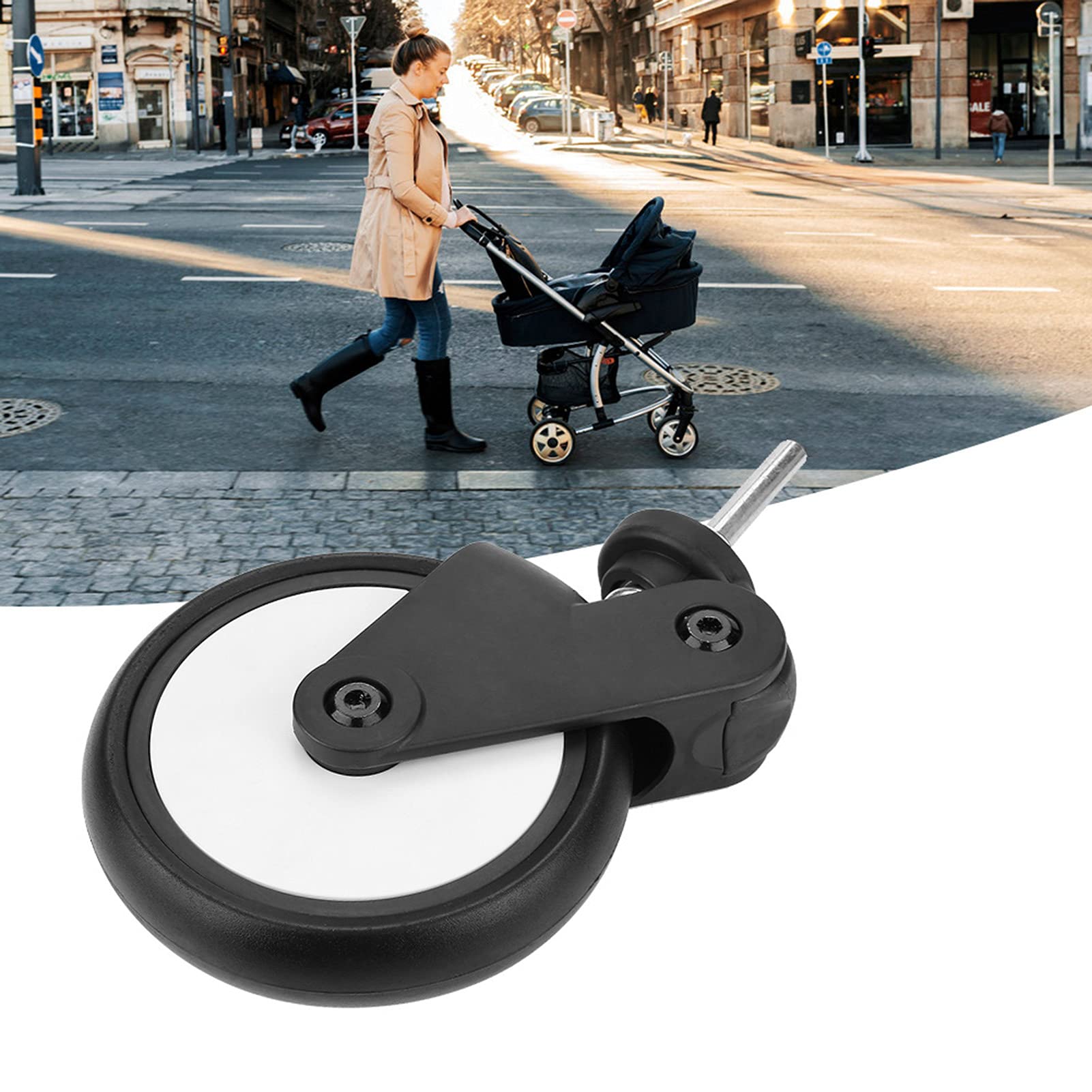 Stroller Wheels Replacement, Baby Duet Strollers Front Back Wheel 360 Degree Rotation Universal Jogger Caster Set Rubber Tire Tube Accessories Kids Carriage for Wheelchairs Rollators Walkers 1 Pair