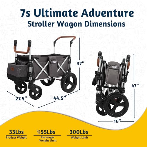 Keenz 7S 2.0 Stroller Wagon - Foldable, Double Stroller for Infant and Toddler, Safe Kids, with Sun Protection and 5-Point Harness, Ideal for Trips, Beach, Park - Fully Loaded with Accessories