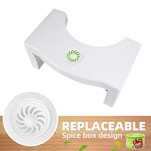 Toilet Stool Squat Adult, 7" Heavy Duty Poop Stool for Bathroom Plastic Portable Squatting Potty Foot Stool with Freshener Space Non-Slip Toilet Assistance Step Stool Healthy Gifts for Seniors Kids