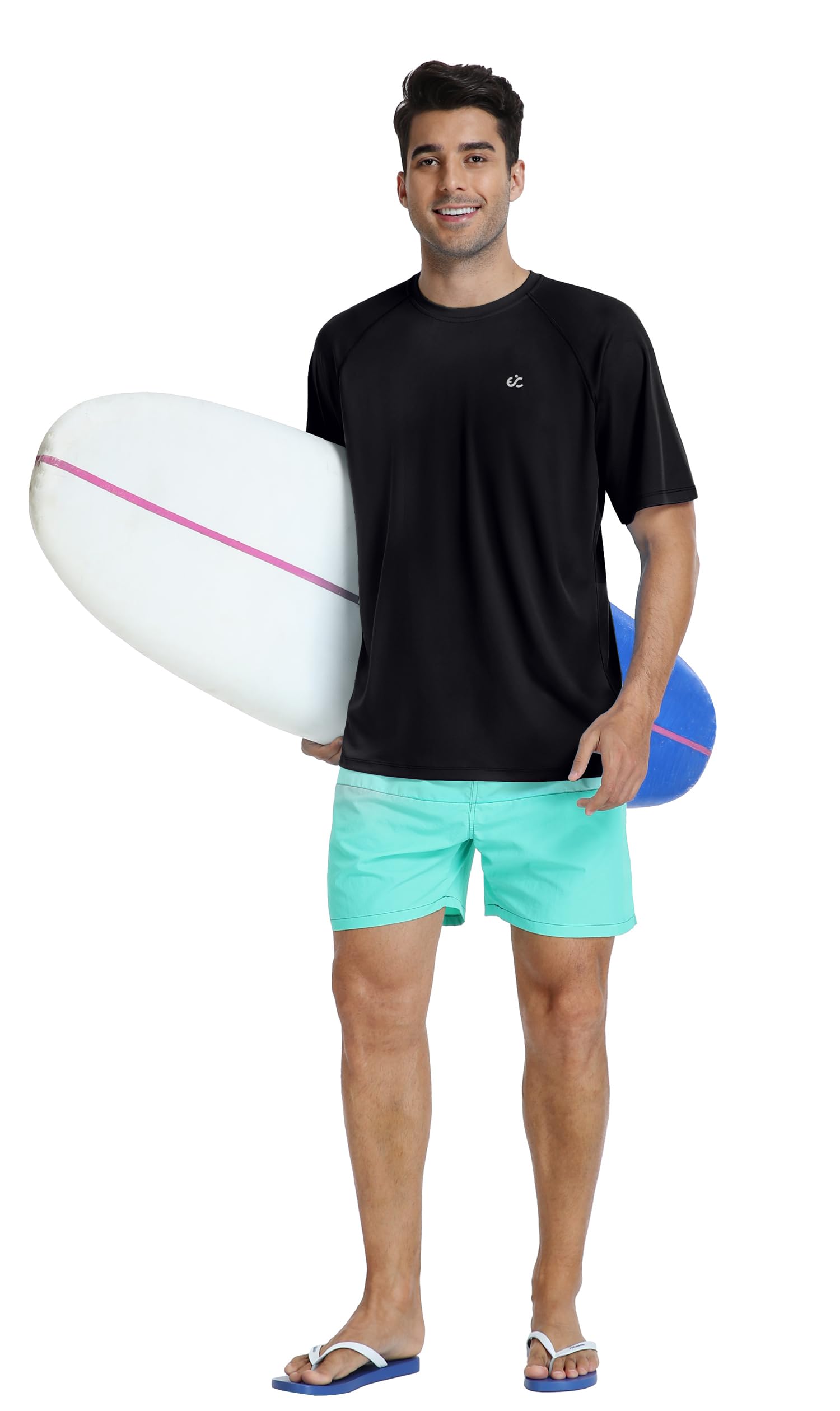 Men's Swim Shirt Quick Dry Sun Shirts UPF50+ Rash Guard for Men Short Sleeve UV Sun Protection Beach Shirts Blue