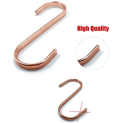 WEYEEN 10PCS Rose Golden S Hooks 4.7 inch,Stainless Steel Heavy Duty S Hooks for Kitchen Utensils, Plants, Pot, Pan, Cups and Towels