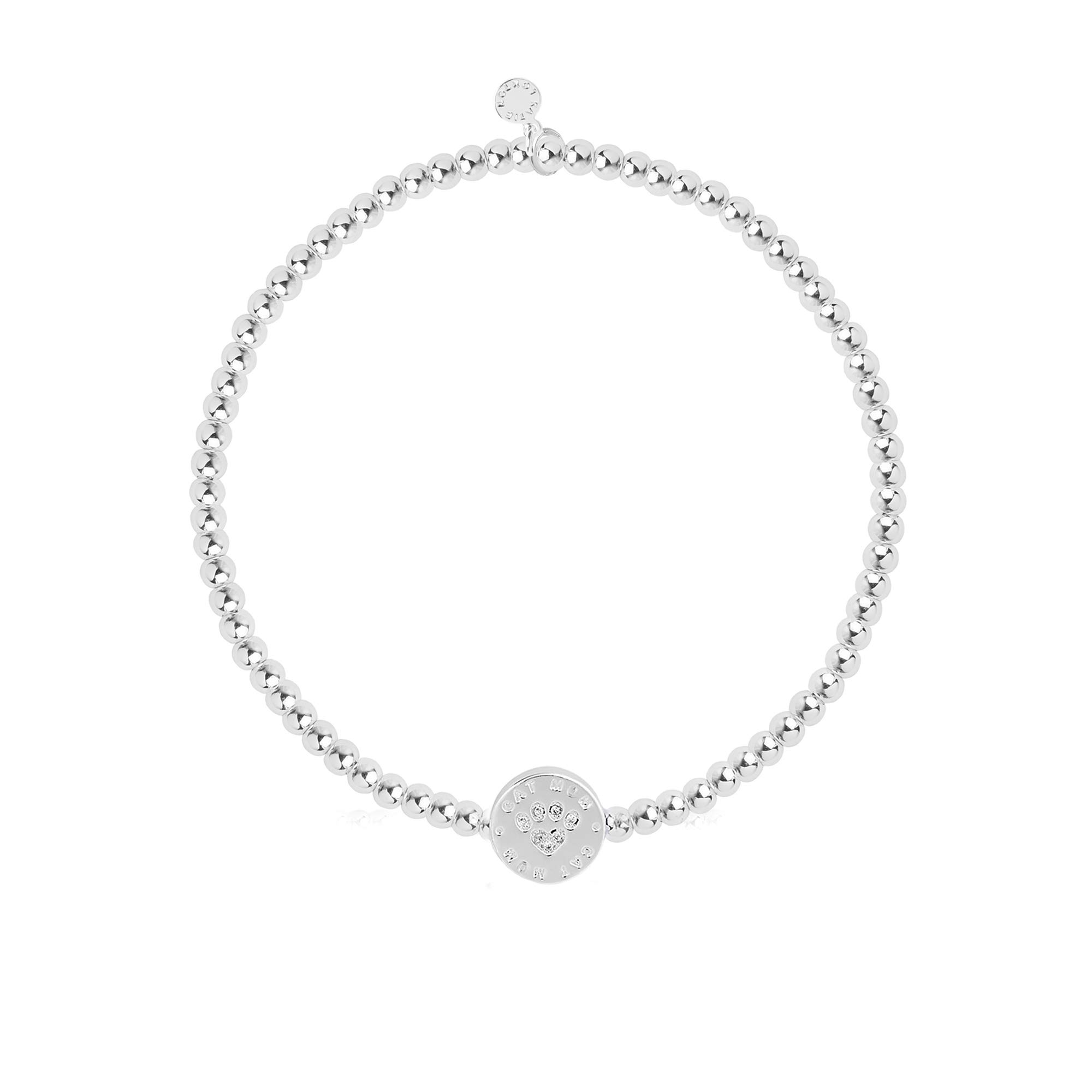 KATIE LOXTON A Little Pet Paw Print Silver Women's Stretch Adjustable Charm Bangle Bracelet