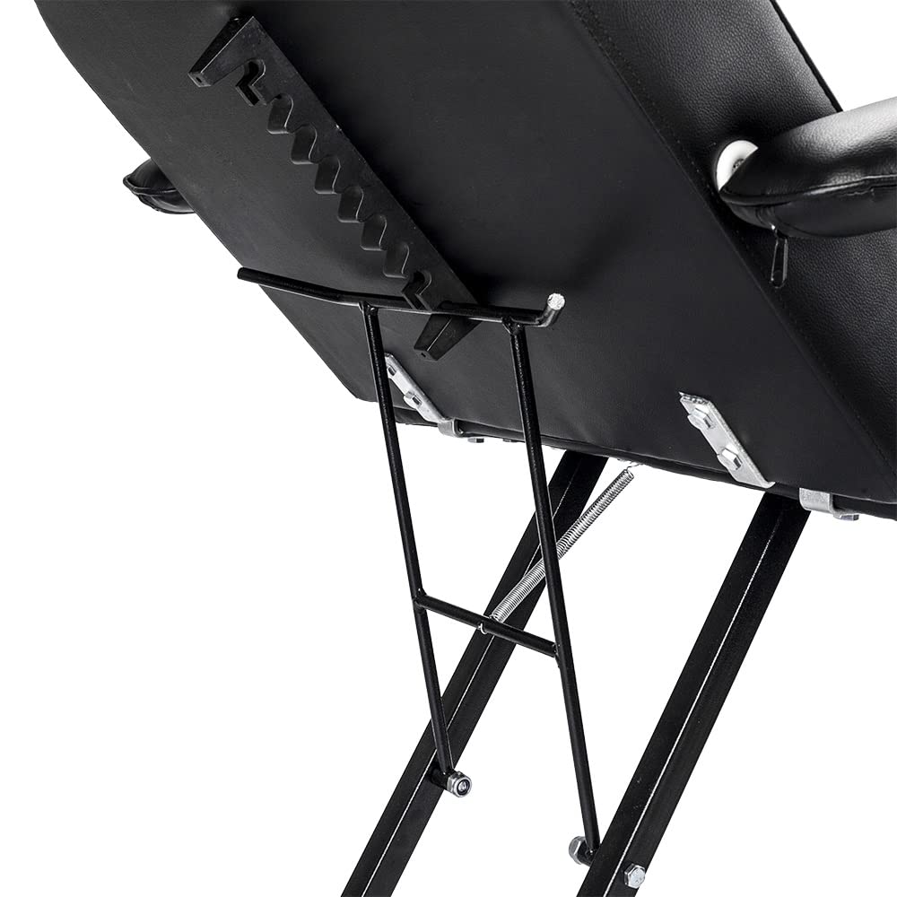 ZHYH 72" Adjustable Beauty Bed Beauty Salon SPA Massage Bed Tattoo Chair with Stool Black