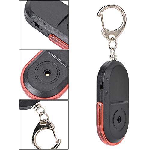 Whistle Key Finder, Wireless Anti Lost Alarm Key Finder Lost Sound LED Light with Battery Red Ey Keyring Locator Whistle (Red)