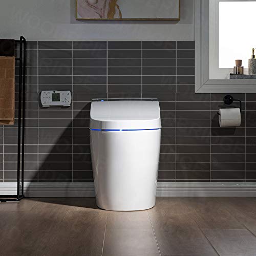 WOODBRIDGE B0960S Auto Flush, Auto Open & Auto Close, 1.28 GPF Single Flush Toilet with Intelligent Smart Bidet Seat and Wireless Remote Control, Chair Height