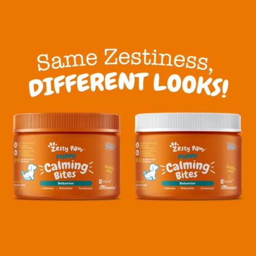 Zesty Paws Calming Chews for Dogs - Composure & Relaxation for Everyday Stress & Separation - with Ashwagandha, Organic Chamomile, L-Theanine & L-Tryptophan β Turkey Puppy - 90 Count