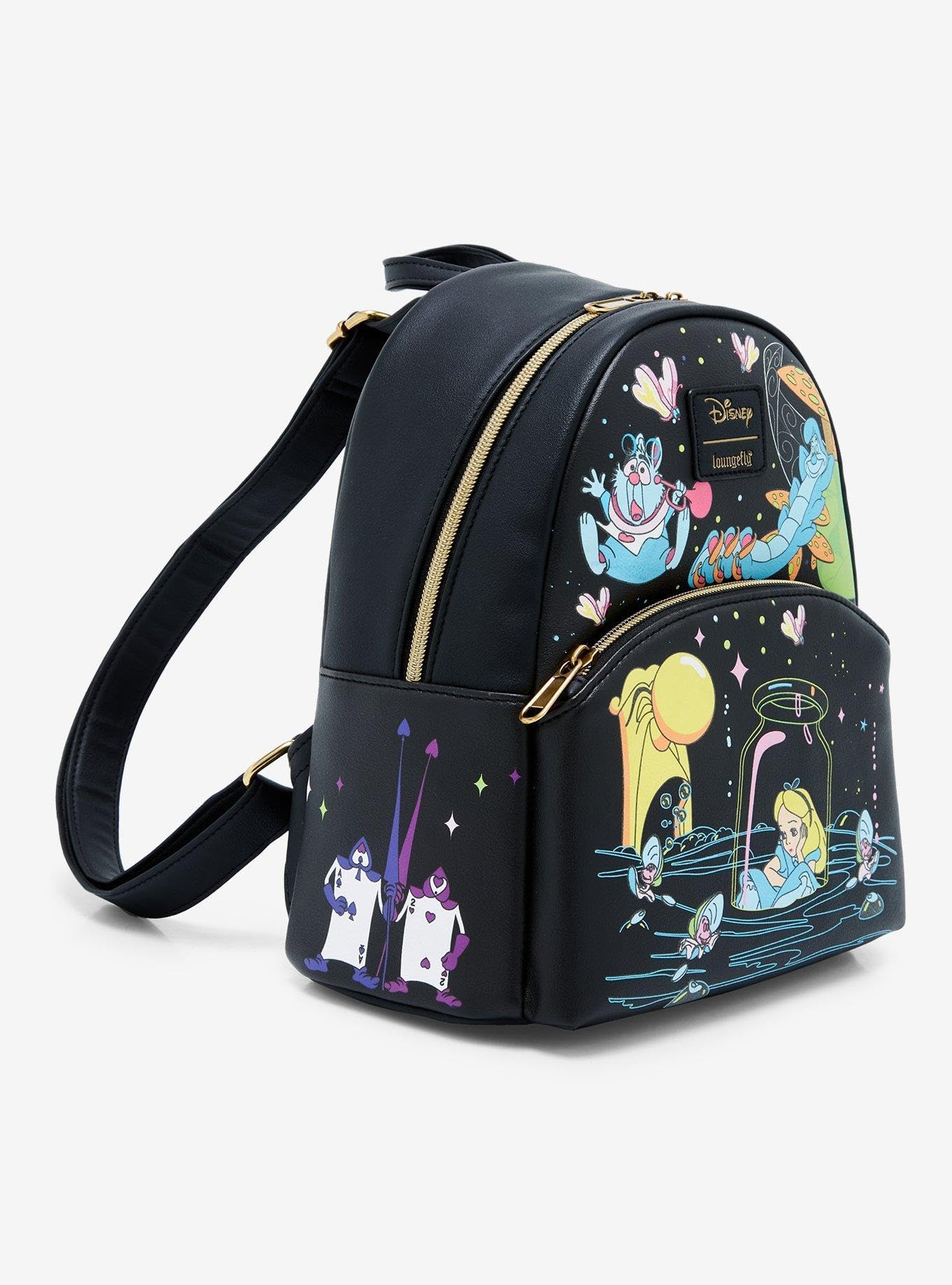 Loungefly Disney Alice In Wonderland Glow-In-The-Dark Characters Mini Backpack MULTI