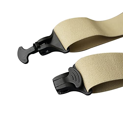 Melo Tough Y back suspenders airport friendly Suspenders,NO buzz with Plastic Clip 1.5 inch fully elastic braces (KHAKI)