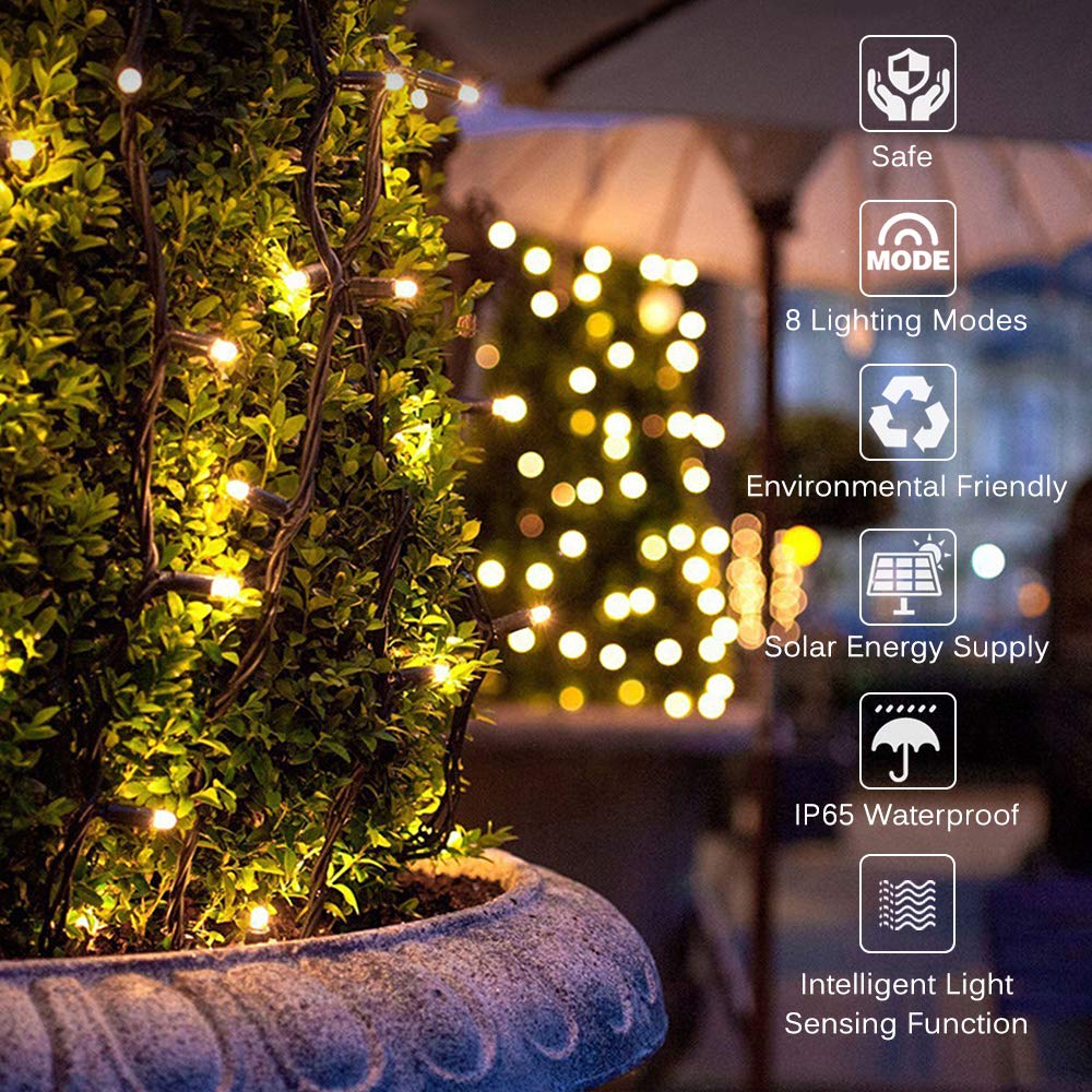 Lixada Solar Christmas Lights,72ft 200 LED Solar String Lights, IP65 Waterproof Starry Fairy Lights for Connectable Home Decor Lights for Patio Garden Wedding Holiday Halloween