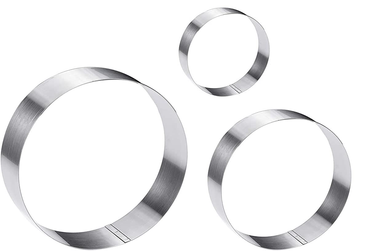 Siking Stainless Steel 4 / 6 / 8 Inch Round Cake Ring Mold Round Cutter Pancake Mold For Mousse Cheese Cookie Salads Onigiri (Round), H 11- 3
