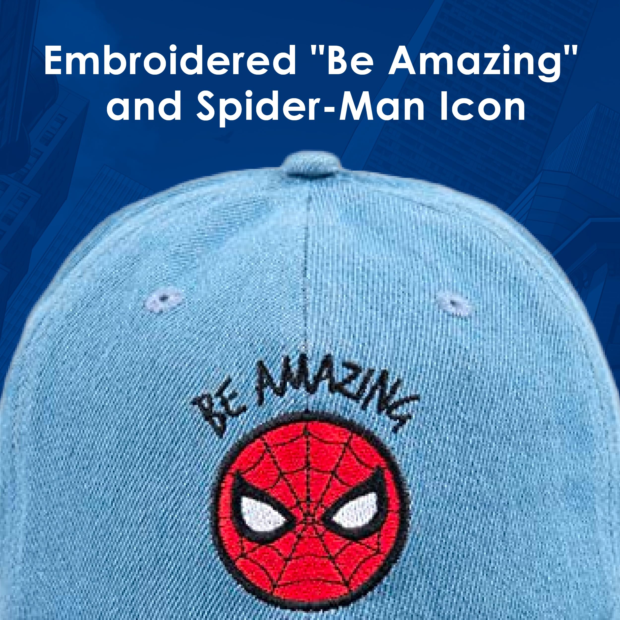 Marvel Spider-Man Cotton Adjustable Dad Hat, Denim, One Size