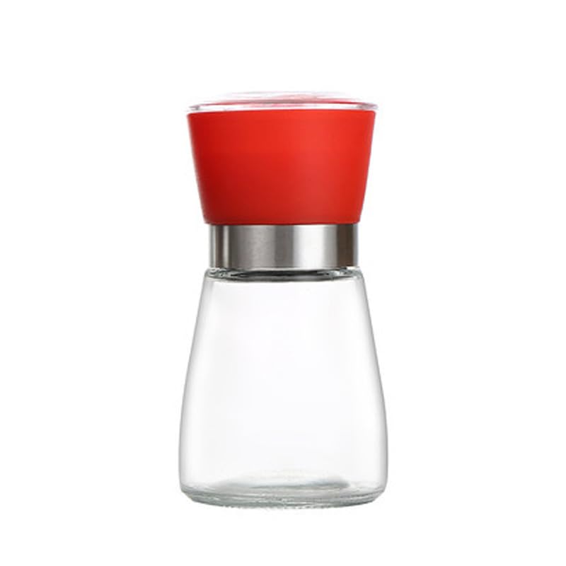 UZENEY Spice Grinder Mill, Kitchen Helper for Grinding Seasoning, Sea Salt, Black Pepper, Manual Operated, Red, Medium, UZ-HG003
