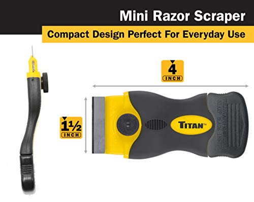 Titan 12031 4-Inch Mini Razor Scraper | Includes 1 Extra Heavy-Duty Razor Blade