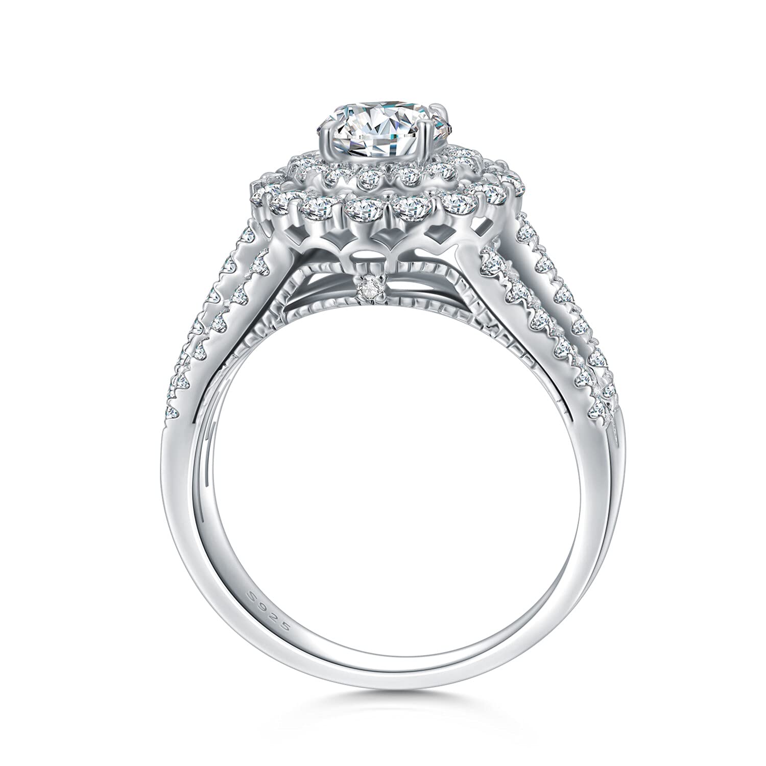 Molioaki 1.5 Carat (ctw) D-VVS1 moissanite engagement rings for women Platinum Plated Silver moissanite rings-Y-5.5