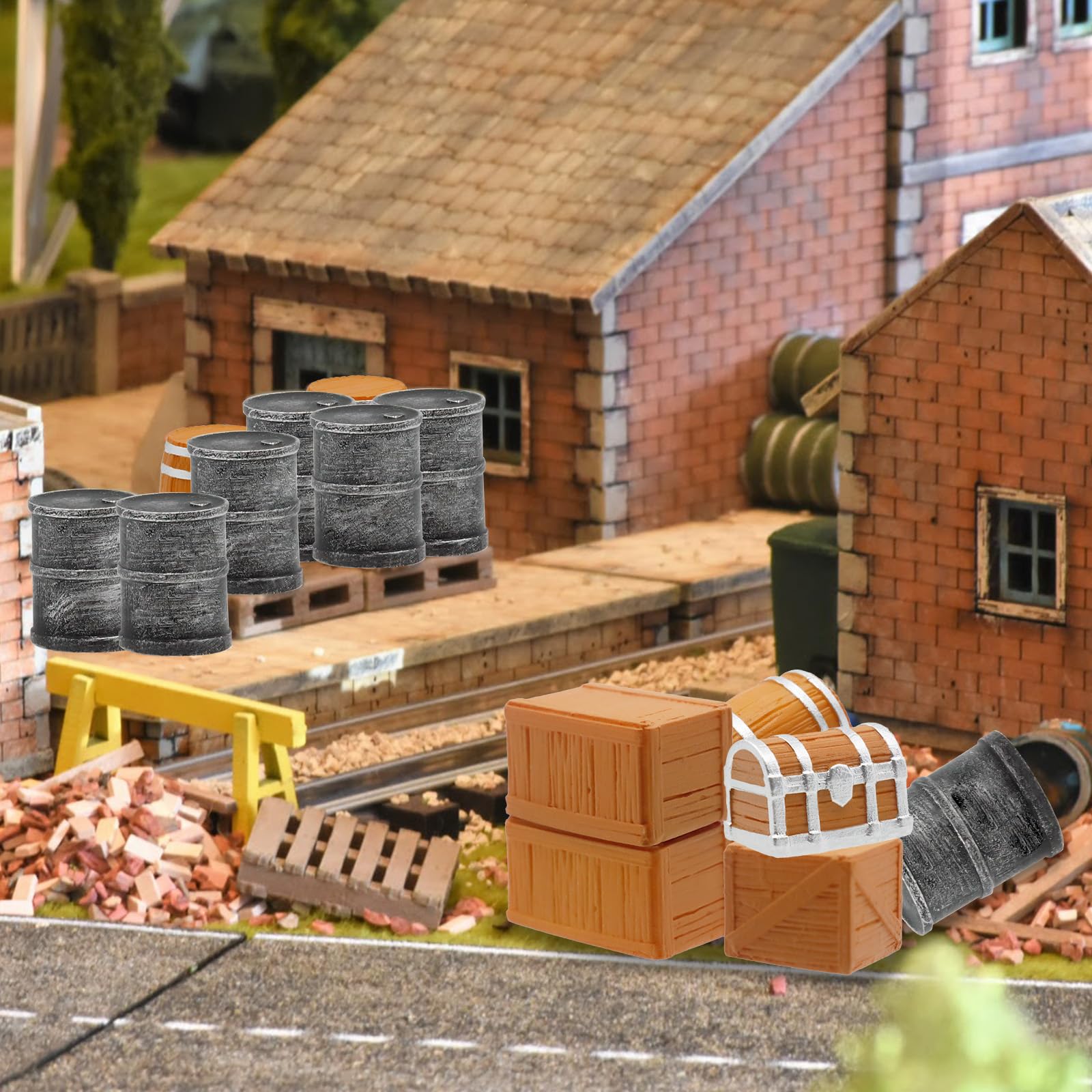 Warmtree Crates Barrels and Chests Terrain Model Kit Sand Table Simulation Landscape War Gaming Terrain Decoration Railroad Scenery War Gaming Scenery