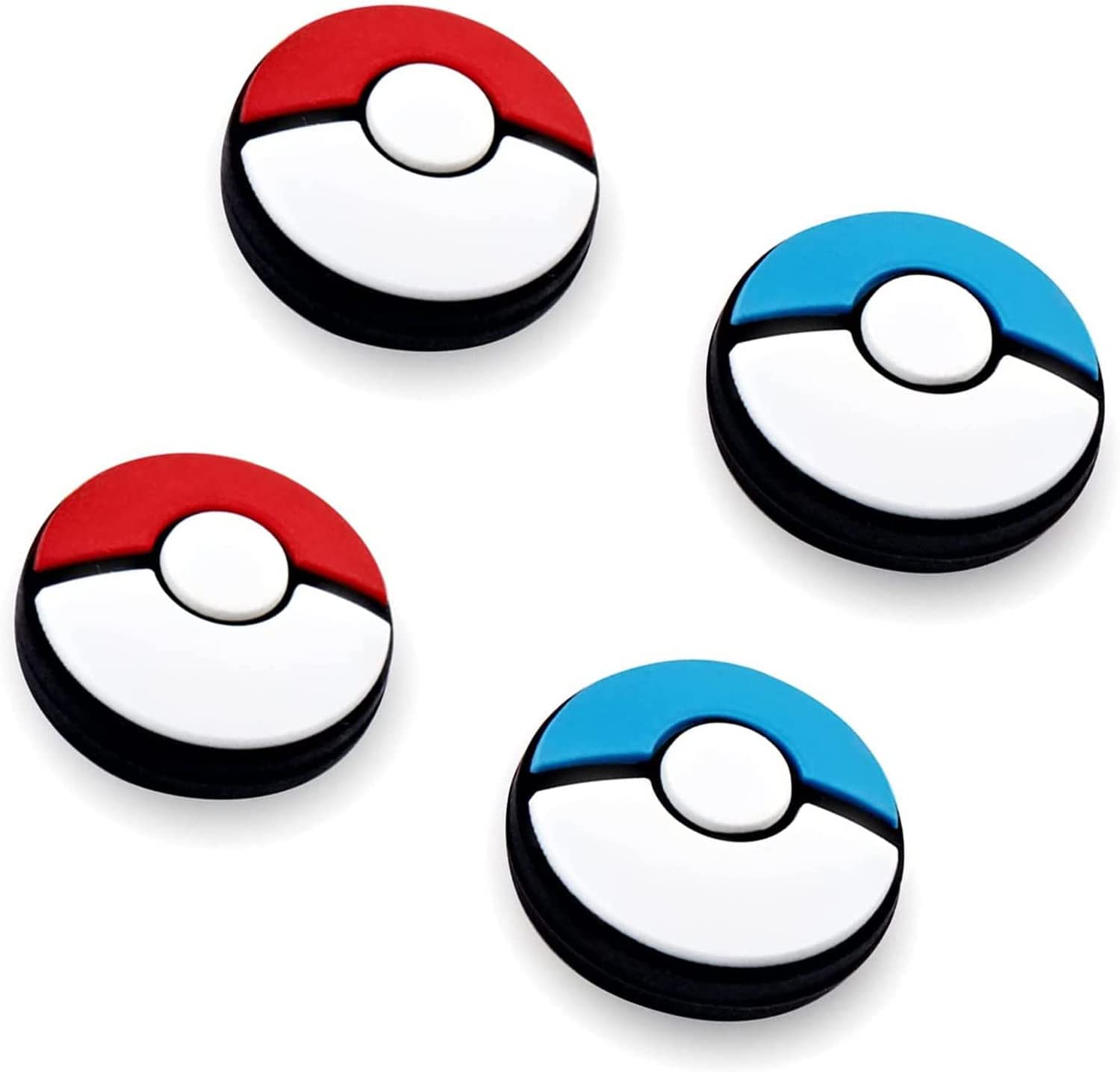 Switch Thumb Grips Joystick Caps for Nintendo Switch/OLED/Switch Lite, Cute Kawaii Silicone Joycon Thumb Grip Caps for Joycon Switch Controller - Red & Blue 4PCS