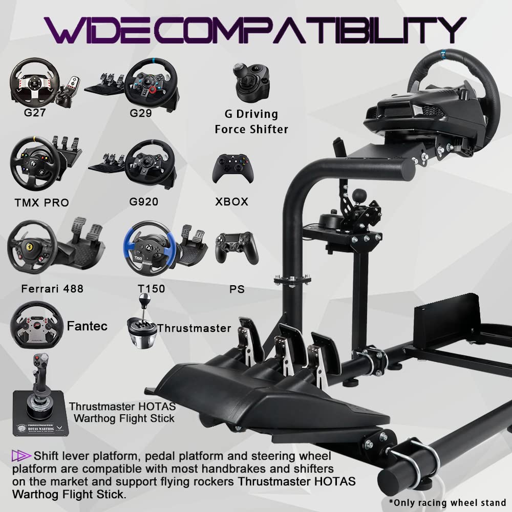 Supllueer Sim Racing Cockpit fit for Logitech G29 G923 G920, Fanatec, Thrustmaster, Racing Simulator Cockpit, Wheel Pedal Handbrake Not Included
