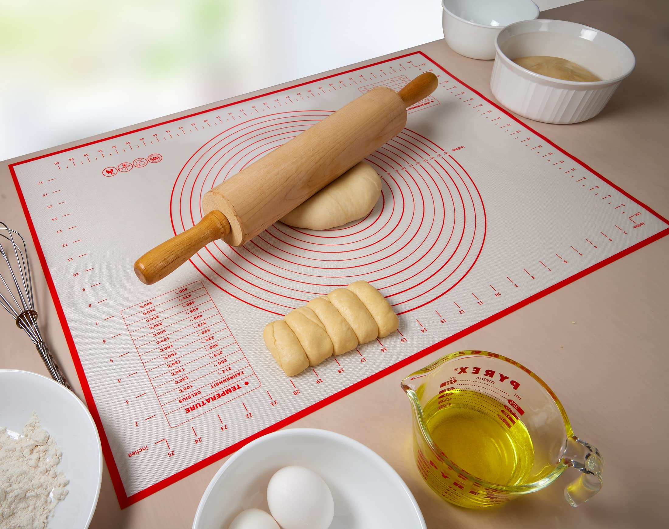 Silicone Baking Mat with Measurements 17 x 25 Inch, Food-Grade Non-Stick Pastry Rolling Sheet