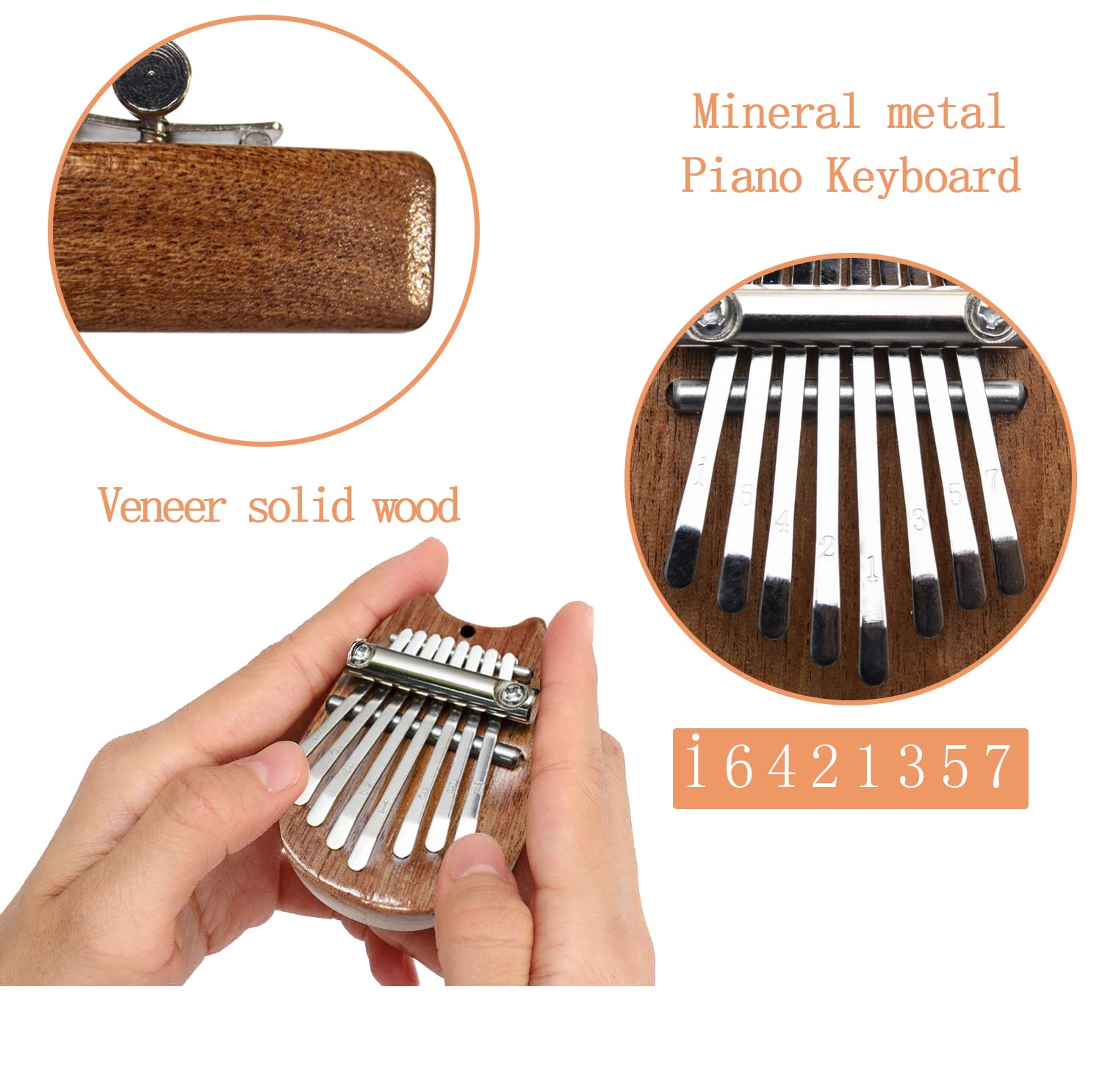 Mini Kalimba Thumb Piano,8 Key Mini Thumb Piano for Kids,Wood Finger Piano with Lanyard Portable Marimba for Kids Adults Beginners