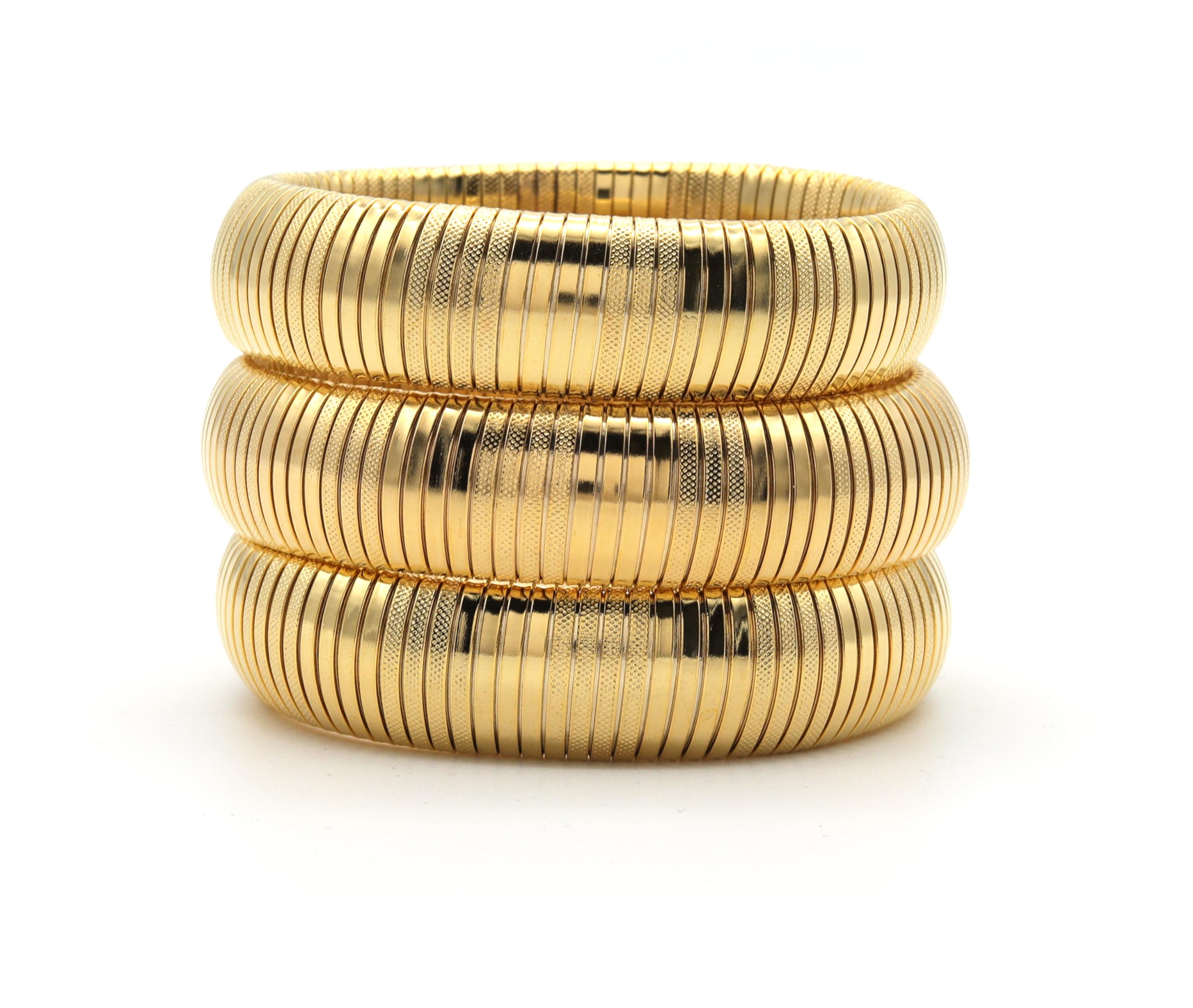 Marshal Metal Fashion Bracelet Omega 18k Gold Plated Brass Stretch Cobra Bracelet (14mm))