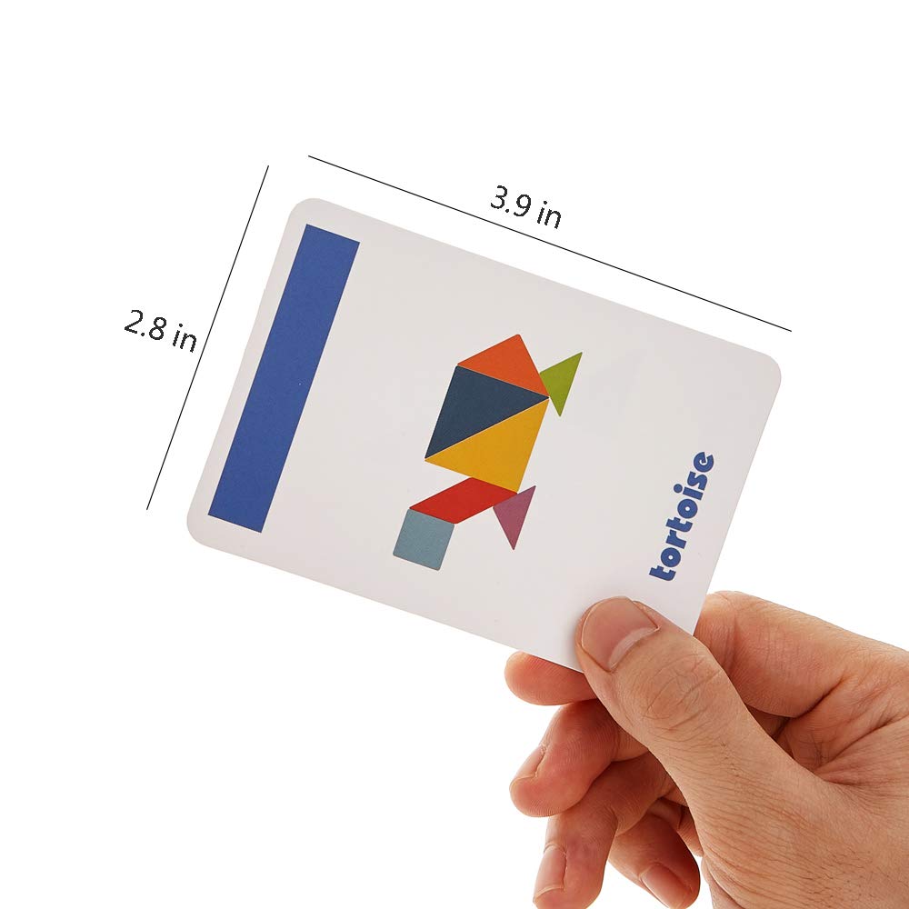 LiKee Wooden Pattern Blocks (7 Pieces and 60 Cards)