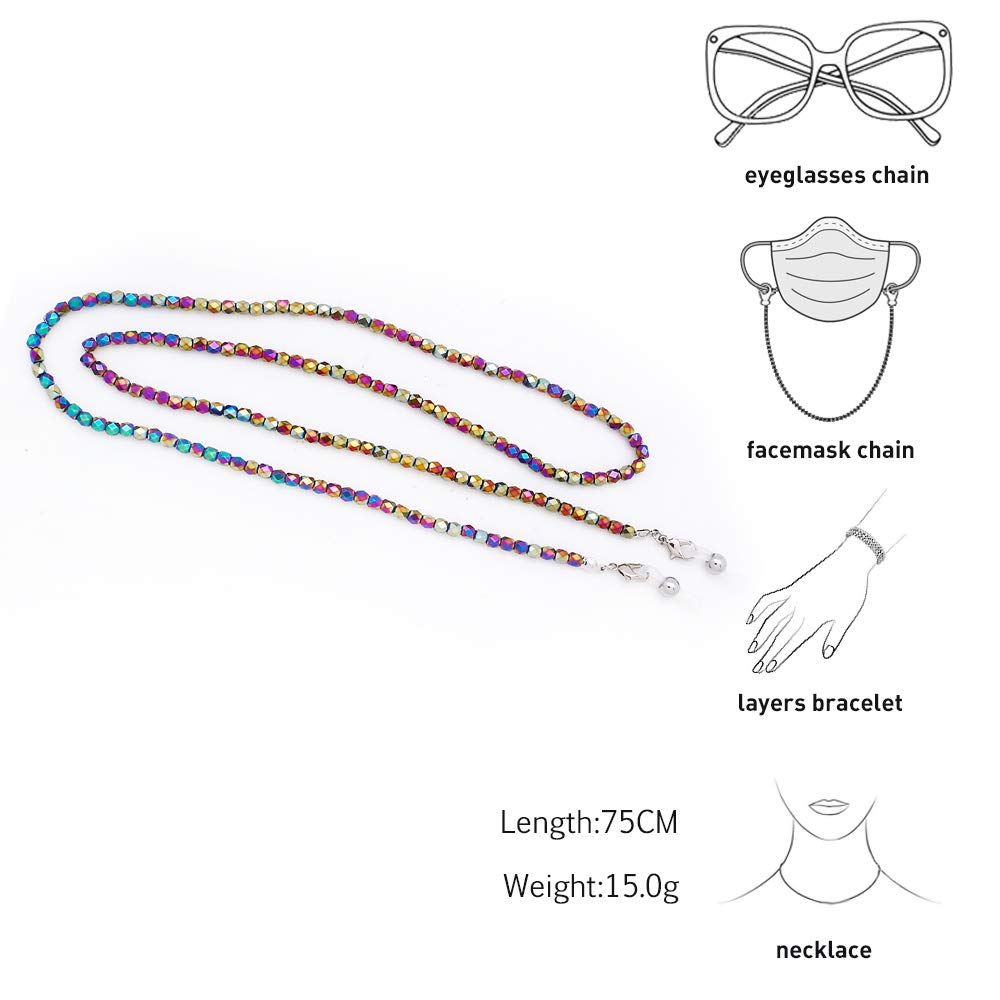 KAI Top Eyeglass Chain Sunglasses Chain Strap Holder Cord Fashion Glass Bead Mask Lanyard Face Mask Chain for Women Men