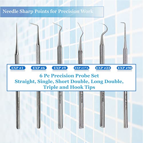Set of 6 Stainless Steel Precision Micro Probe Set Combo, 5.5 inch Overall Length