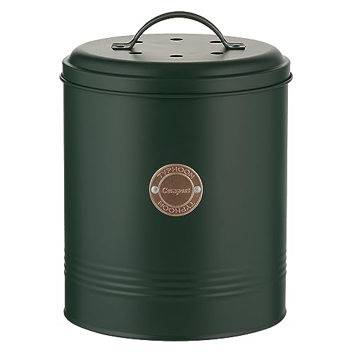 Typhoon Living Green Compost Caddy with Lid, 2.5L
