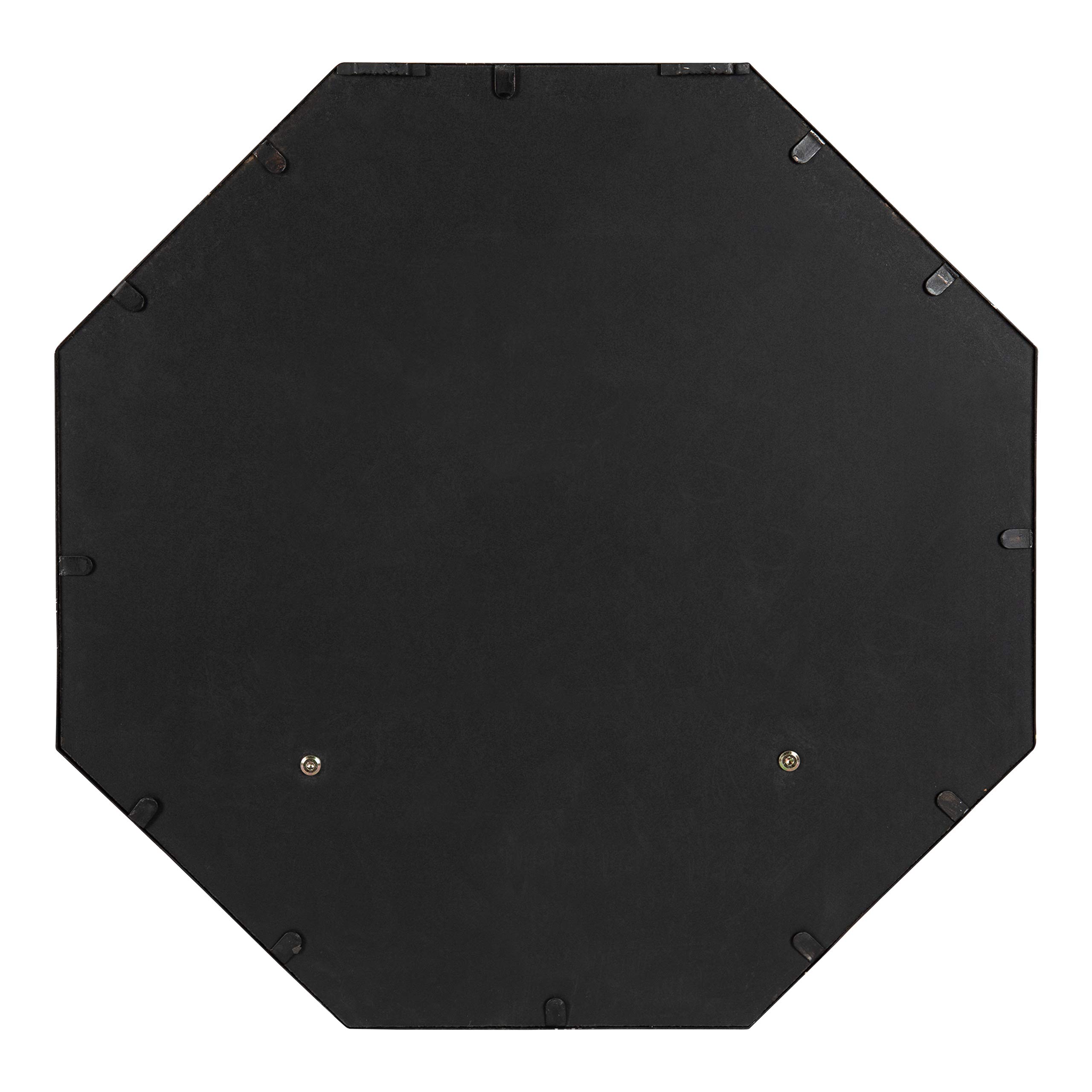 Kate and Laurel Owing Large Rustic Farmhouse Metal Octagon Wall Mirror with Shelf, Black
