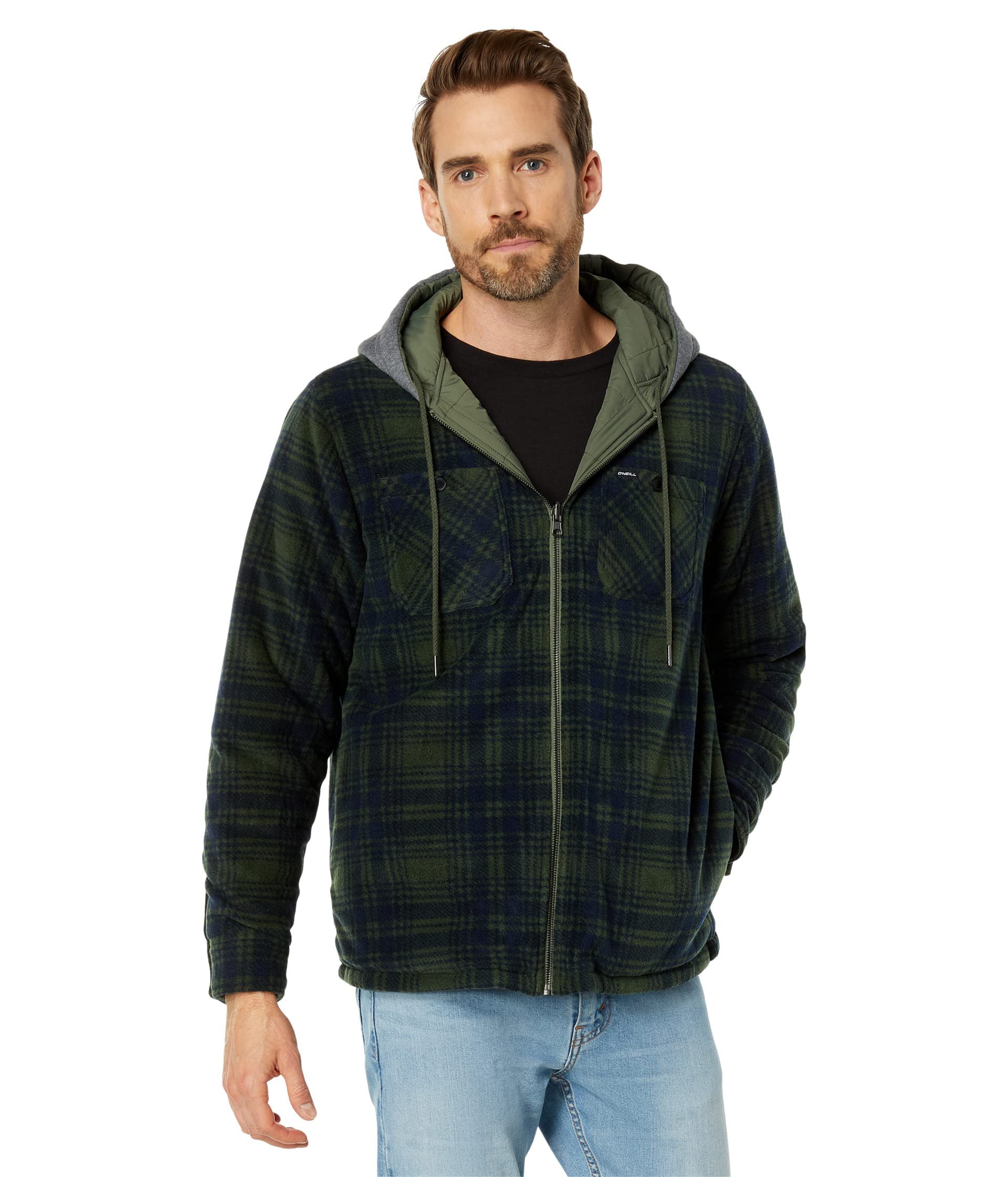 Mens Glacier Hood Reversible Jacket Jacket, Dark Olive, M