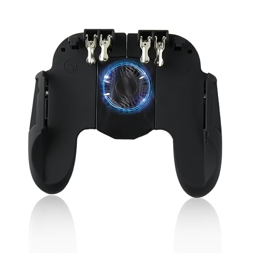Vicue Mobile Phone Gamepad 4-IN-1 MULTITASK CONTROLLER with Cooling Fan/Phone Holder for Games PUBG/Fortnite/Call of Duty Compatible with 4.7”-6.5” iOS Android Phones
