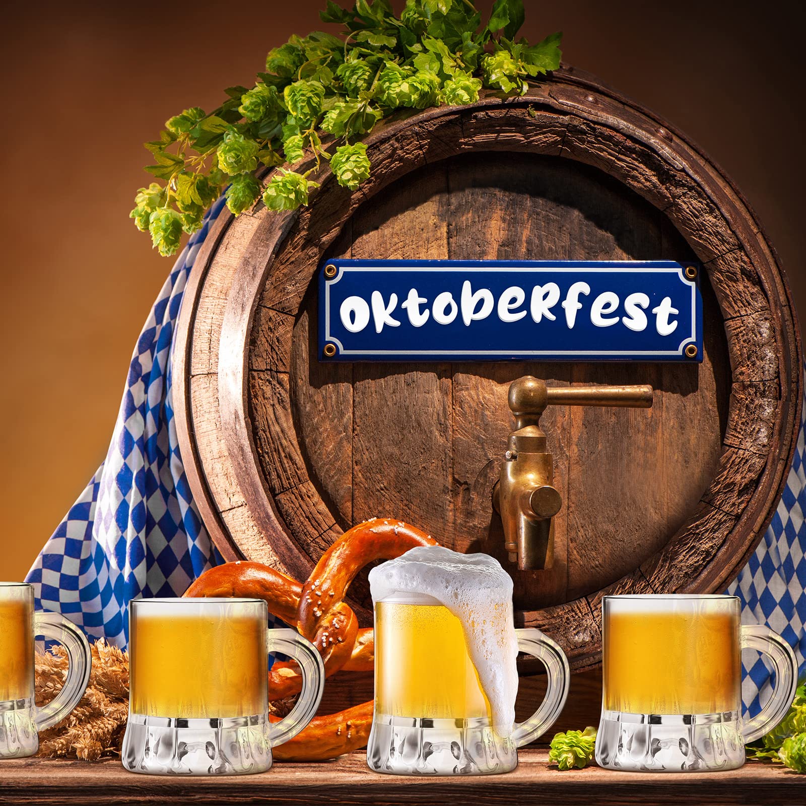 Meanplan Mini Beer Mugs Bulk Shot Glasses Beer Glasses Set 1oz Small Clear Beer Stein with Handles Mini Tasting Whiskey Cups for Drinking Beer Festival Birthday BBQ Bar Party(12 Pieces, Plastic)