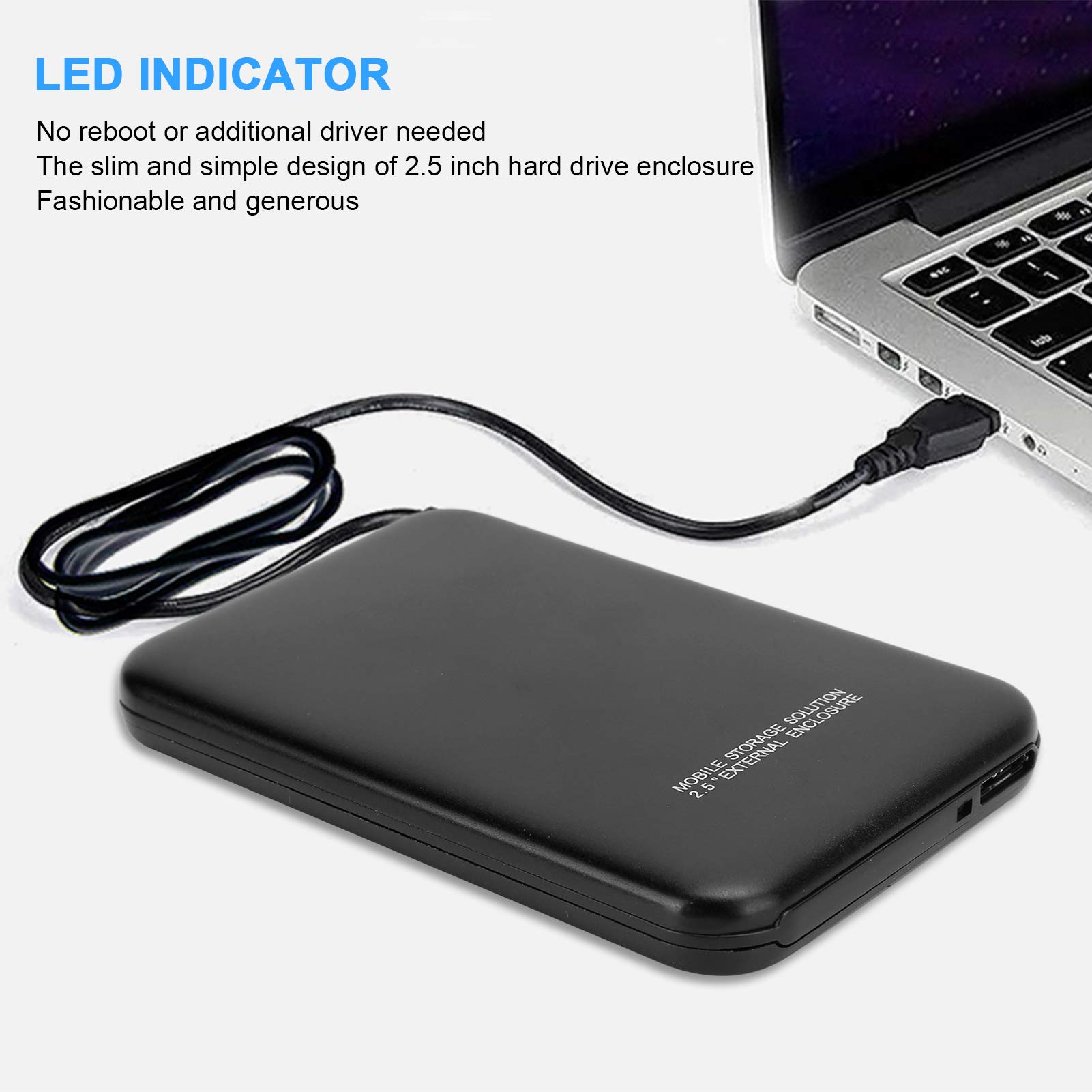 Zopsc 2.5inch Portable External Hard Drive, 60G to 1TB Mobile Hard Disk, 2.5 inch HDD USB 3.0 HDD Storage Mobile Hard Disk, for PC, Desktop, Laptop (250G)