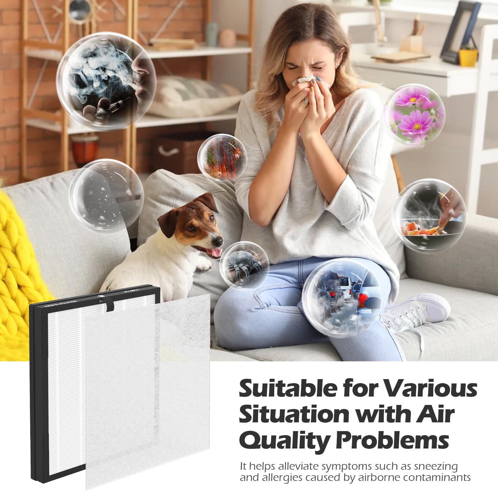 SAKEGDY Enhanced Version HY4866 Replacement Filter, Compatible with MORENTO HY4866，WESTHEY HY4866 Purifier and YIOU M1 Purifier, Include 4 Pack HY4866 Filter + Extra 4 Pre-filter.