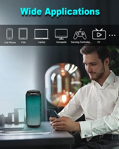 Wireless Bluetooth Speaker, Portable Speaker 15W Stereo Sound with Multi LED Light Dynamic Modes, IPX4 Waterproof Bluetooth Speakers, BT5.3, TWS Surround Pairing, Lightweight for Party Outdoor Camping