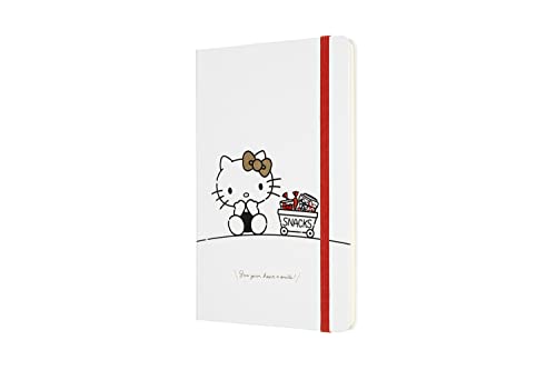 Moleskine Limited Edition Hello Kitty Notebook, Hard Cover, Large (5" x 8.25") Plain/Blank, White, 240 Pages