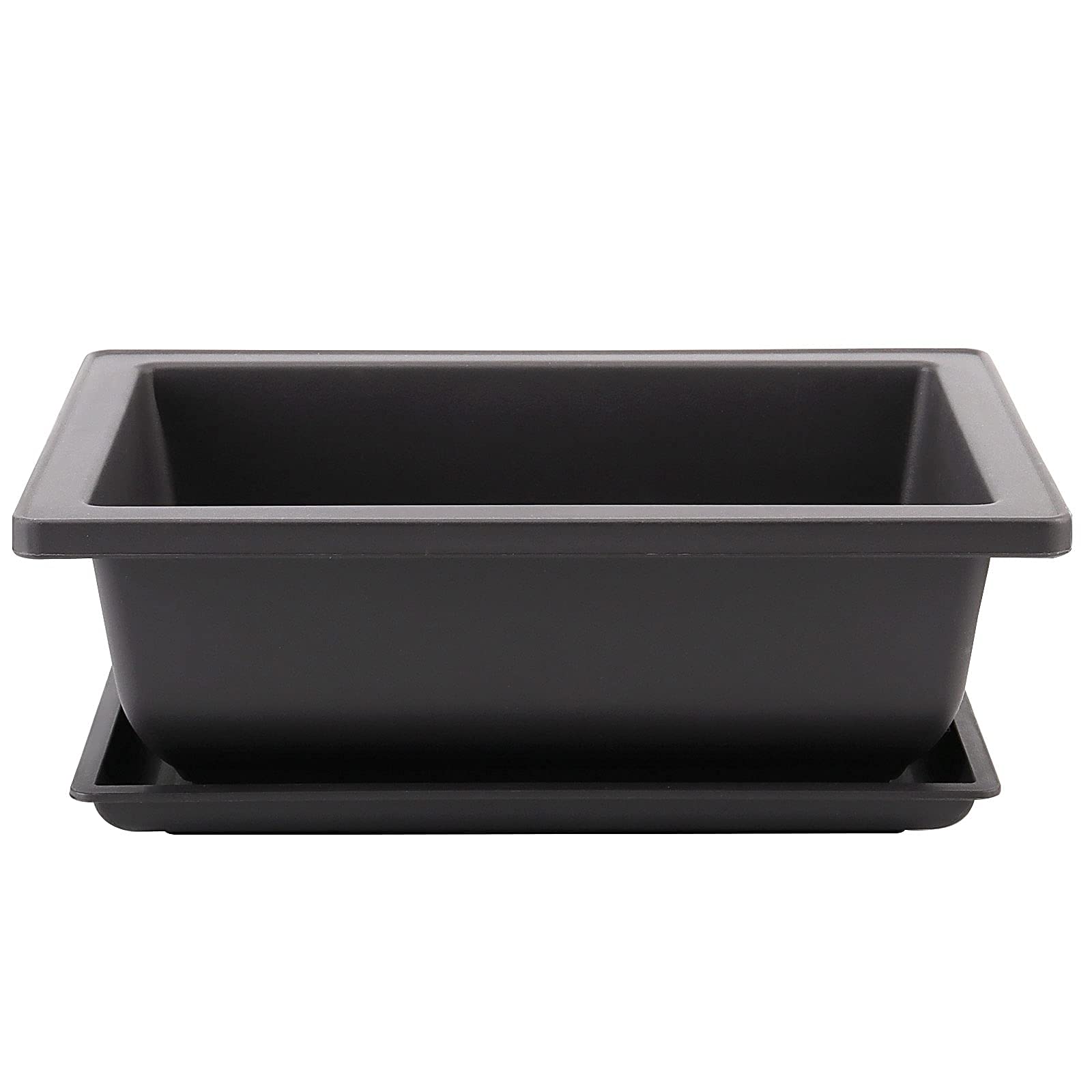 SEUNMUK 25 PCS 6.5 Inch Plastic Bonsai Training Pots,Thicken Rectangular Plastic Growing Pots, with 25 Trays for Garden, Bonsai Plants Growing Pot for Home, Office, Balcony, Garden and Yard