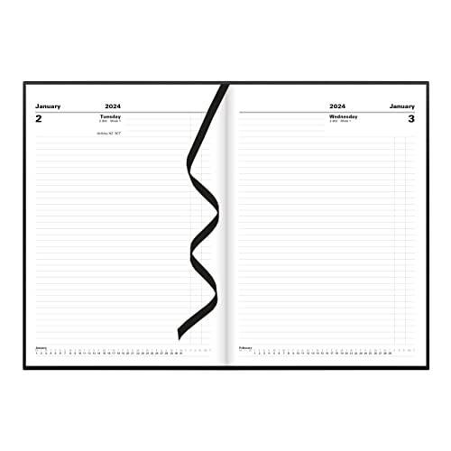 Letts of London Standard Daily Planner, 12 Months, January to December, 2024, Day-Per-Page, A4 Size, 11.75" x 8.25", Black (C10ZBK-24)
