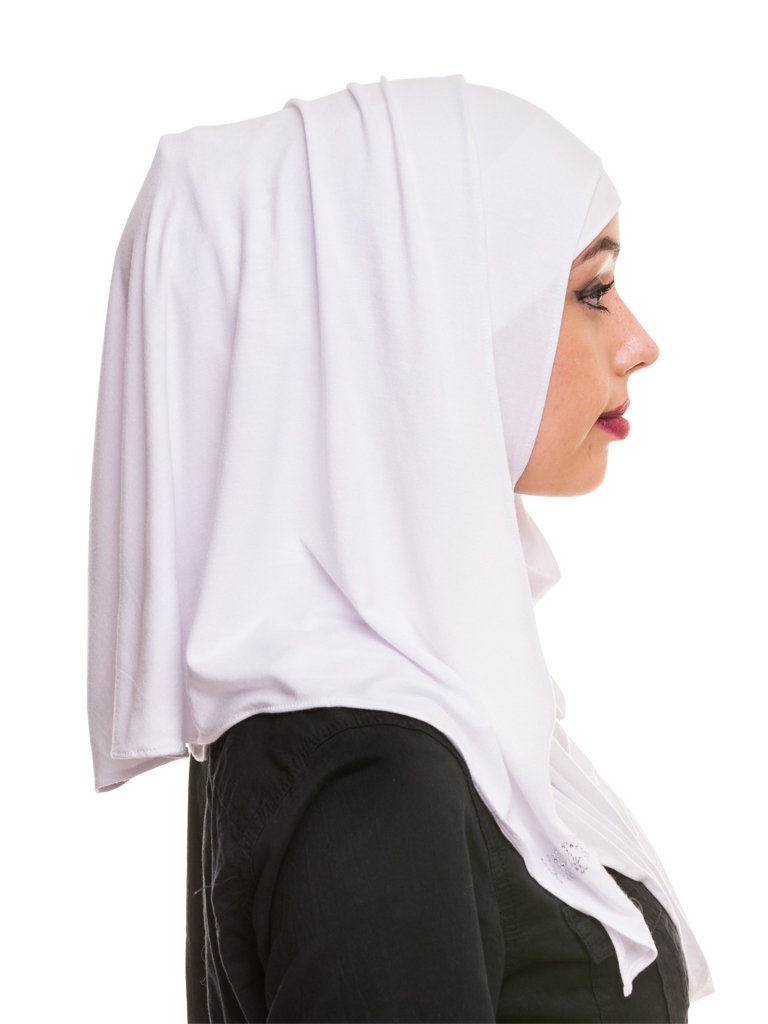 Kashkha Women's Ready To Wear Instant Hijab Scarf , White, 22inches Width*77inches Length /(55cm*200cm)