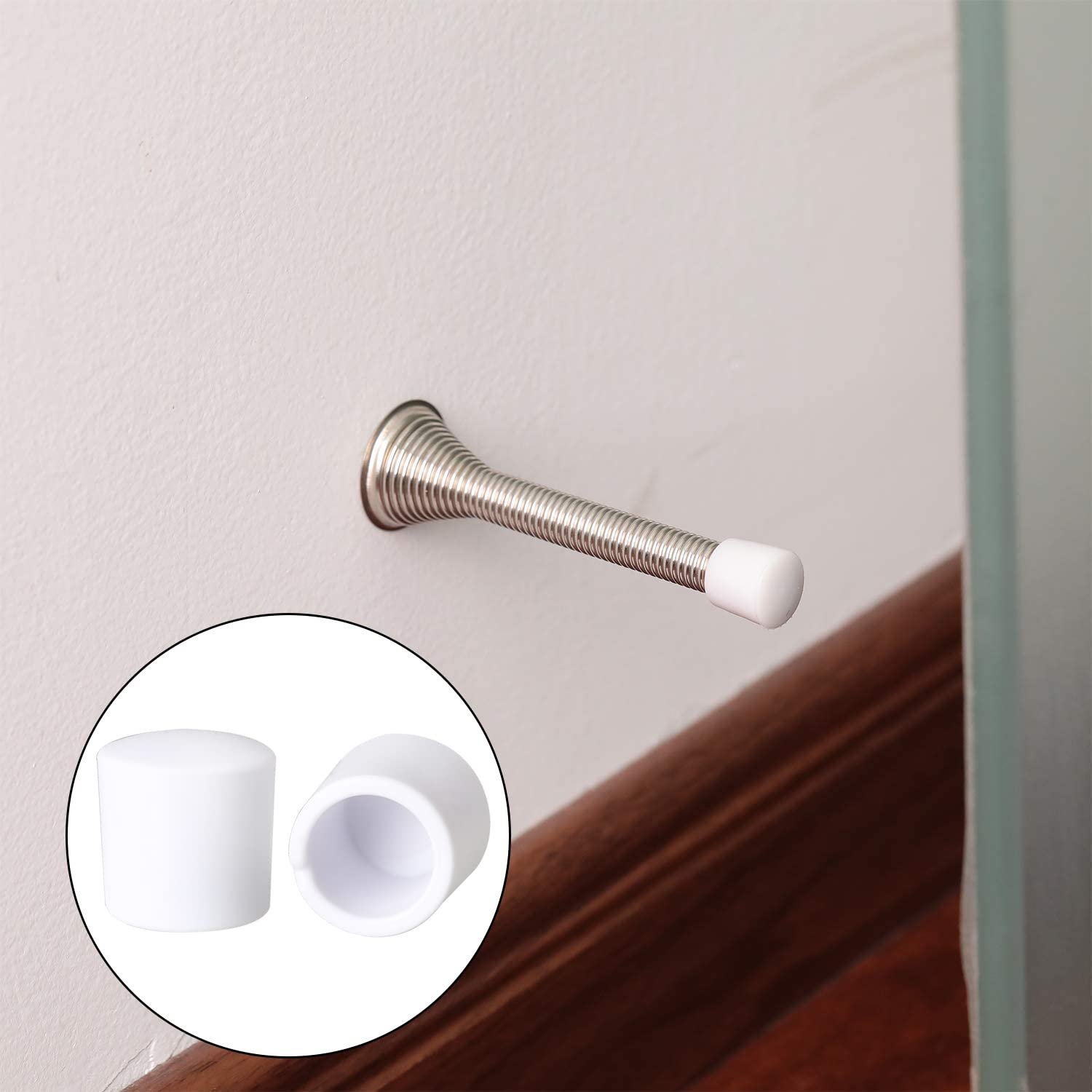 MEETOOT 10pcs Door Bumper Tips 0.4" White Door Stop Caps Door Stopper Bumpers for Wall and Floor Protection