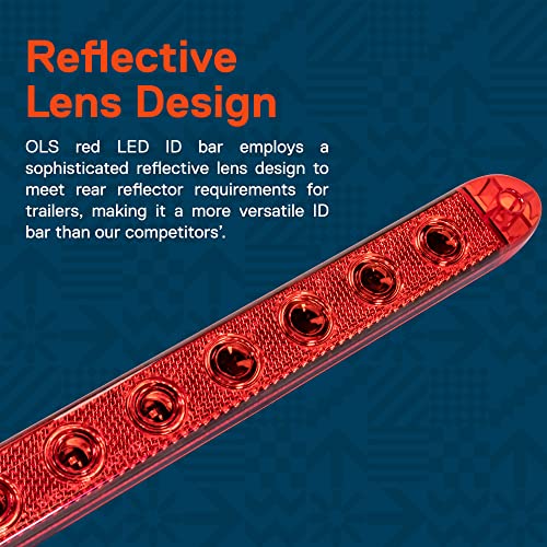 TRUE MODS 2pc 16" 11 Red LED Trailer Light Bar [DOT Compliant] [IP65 Waterproof] [Park/Brake/Turn Signal] Running Marker ID Trailer Tail Light for 80" Utility Marine Boat Trailers