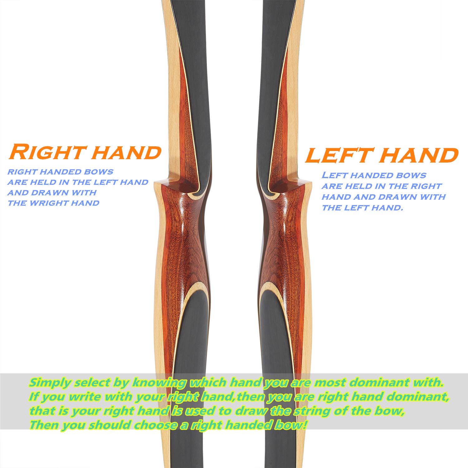 KAINOKAI 54" Traditional Laminated Recurve Bow/Archery Amercian Hunting&Target Horse Bow/Longbow Most Arrows fits,15-55 lbs for Kids Teens & Adults