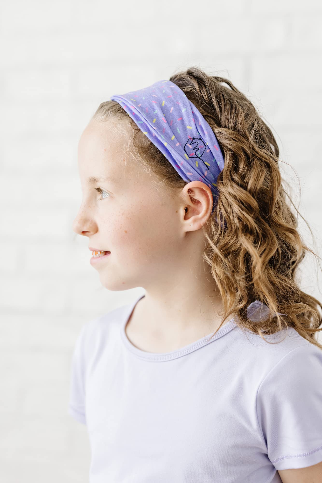 Maven Thread Kids and Teens 3" Wide No-Slip, Sweat-Wicking Headband for Exercise and Yoga, 2-Pack, Doughnuts and Sprinkles (Sugar-Kids)