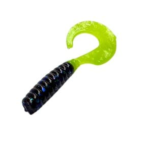 Pure Crappie Pig Tail - Junebug/Chartreuse 2" - 20 Pack β Curly Tail Grub Lure Perfect Soft Plastic Artificial Bait for Crappie, Walleye, Smallmouth Bass and Many Species of Fish