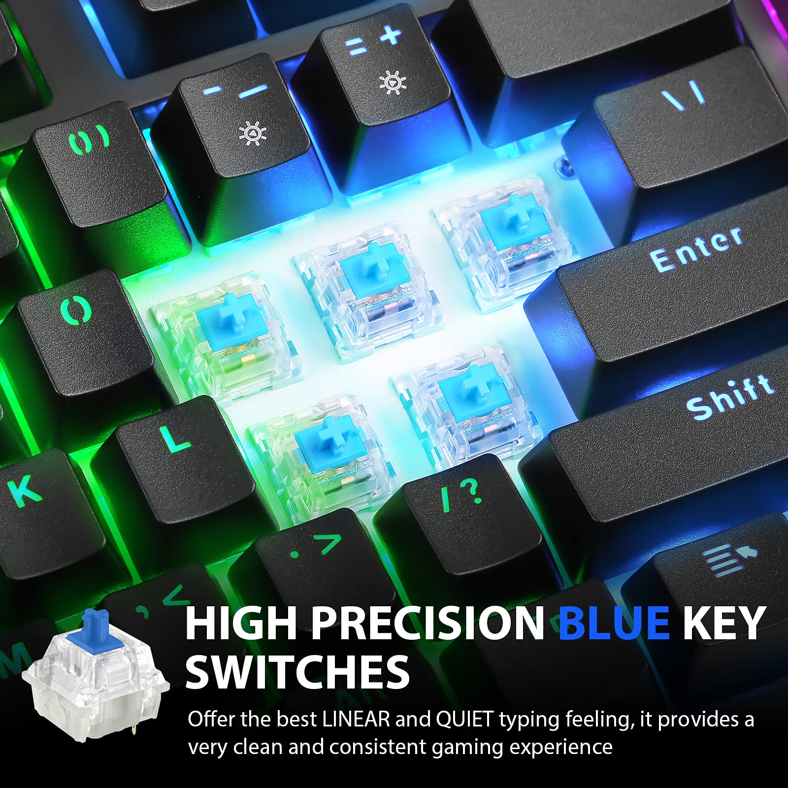 Mechanical Gaming Keyboard, MARVO Gaming Keyboard with Adjustable RGB Backlighting, PBT Keycaps, Spill-Resistant Design,Leather Wrist Rest. Gaming Keyboard for Desktop, Computer, PC
