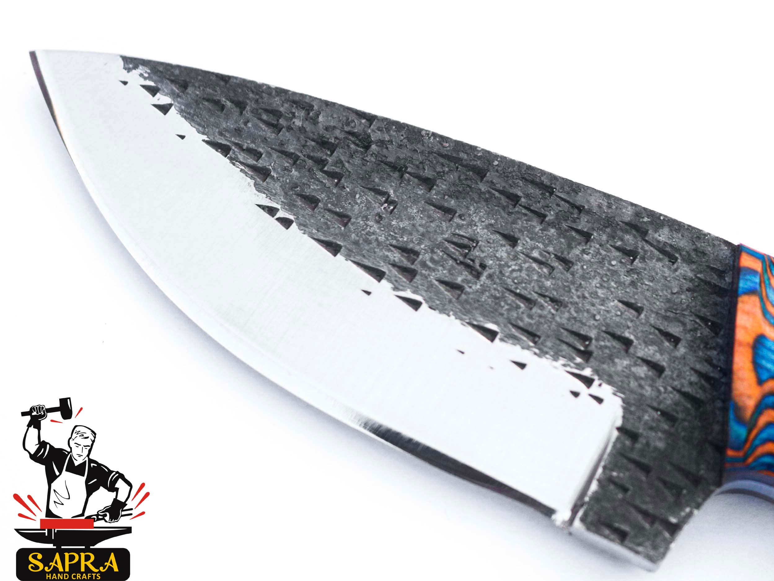 Sapra High Carbon Steel Knife - Custom made Full Tang Skinning Knife - Hunting Knife, Survival Knife, Fixed Blade Camping Knife, Skinner Knives, Drop Point Knife With Leather Sheath