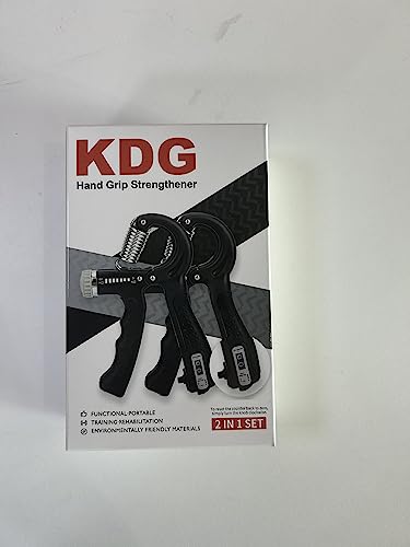 KDG Hand Grip Strengthener 2 Pack(Black) Adjustable Resistance 10-130 lbs Forearm Exerciser,Grip Strength Trainer for Muscle Building and Injury Recovery for Athletes