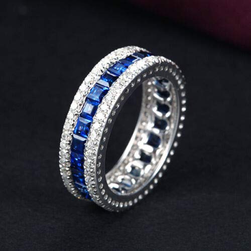 KassarinShop Women's Blue Sapphire Engagement Ring 10KT White Gold Filled Wedding Band Sz5-10 (8)